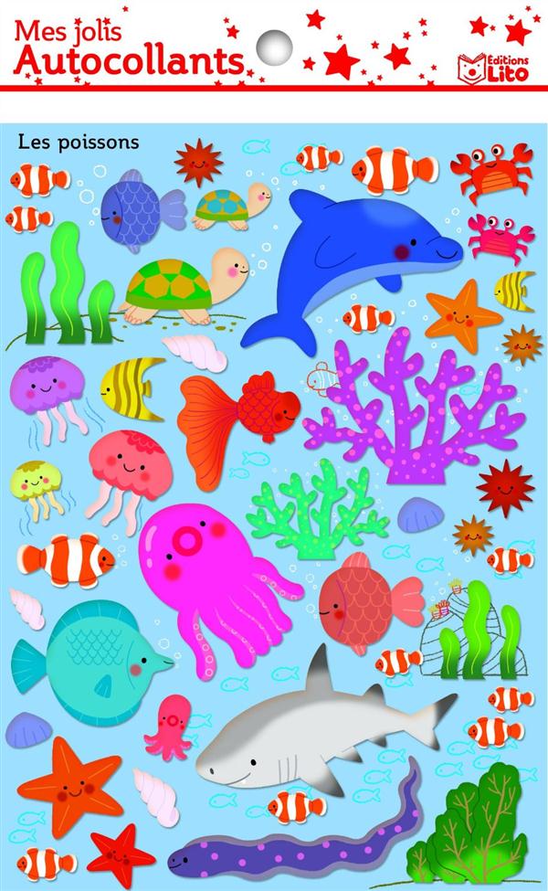 AUTOCOLLANTS JOLIS POISSONS | Au coin des mots passants